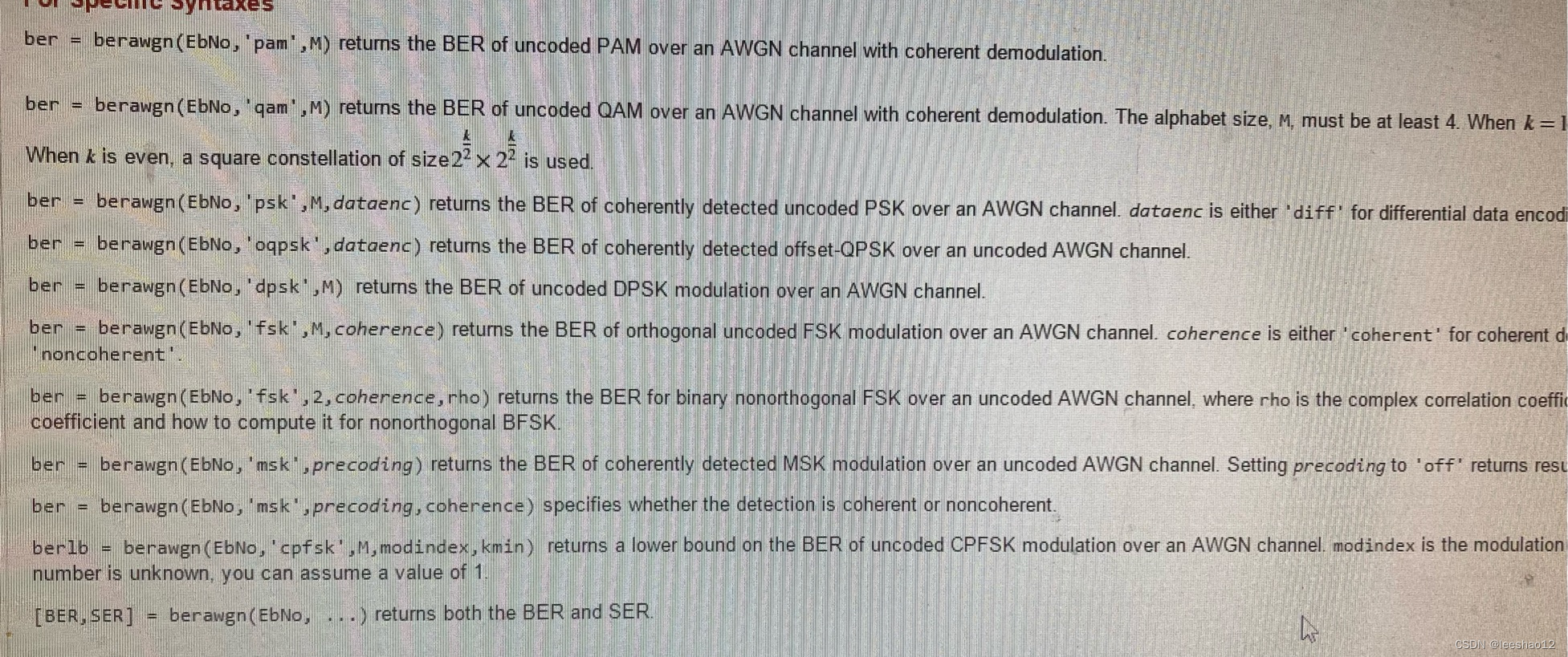 通信算法之111 Matlab库函数berawgnbertool使用berawgn函数 Csdn博客