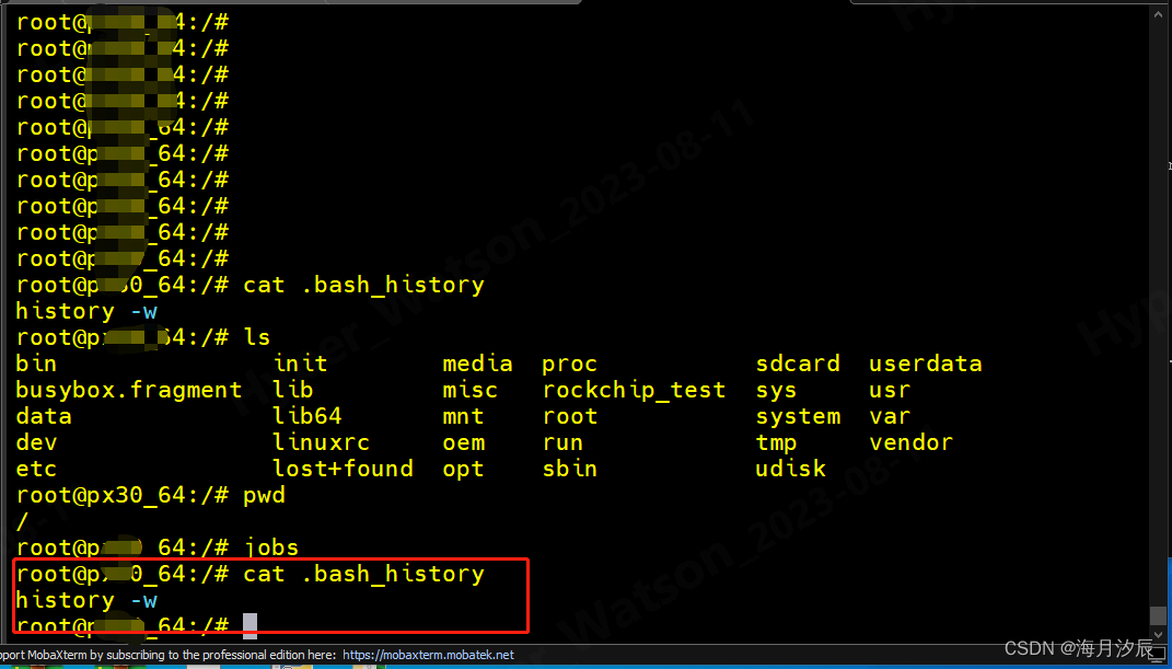2023-08-11 buildroot linux shell history 终端输入的历史命令不能保存的问题，历史命令是保存在.bash_history，history命令_linux ...
