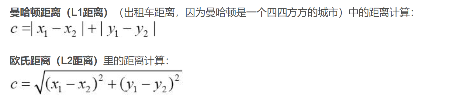 【笔记】L1 距离 和 L2 距离：曼哈顿距离和欧式距离_l1距离和l2距离优缺点-CSDN博客
