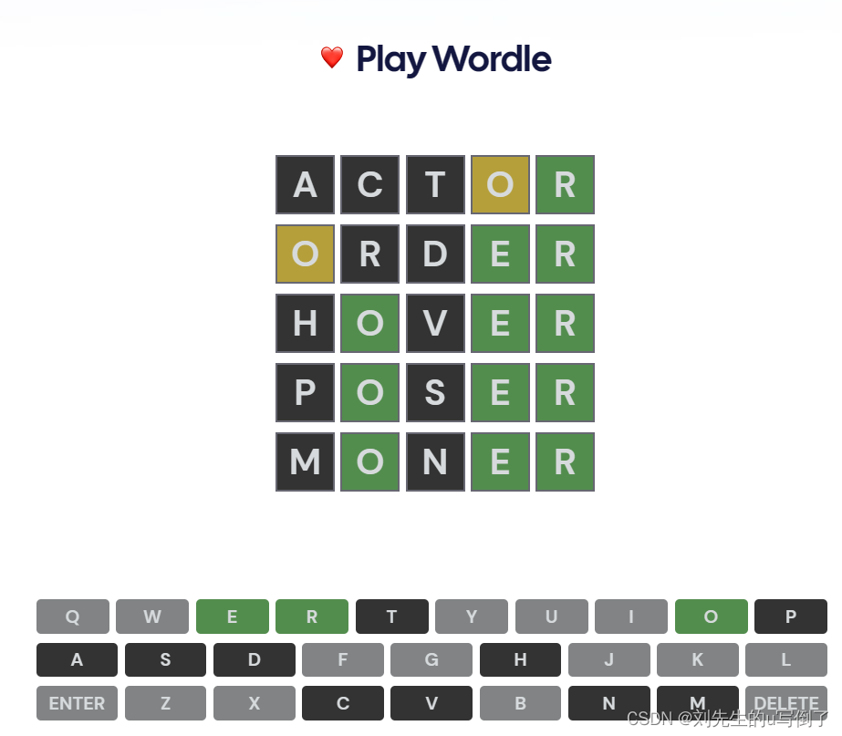 2022爆火的游戏wordle，python实现_word小游戏csdn-CSDN博客