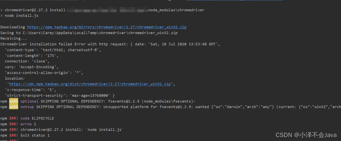 解决chromedriver@2.27.2install: `node install.js` 的问题_chromedriver@2.27.2 install: `node install ...