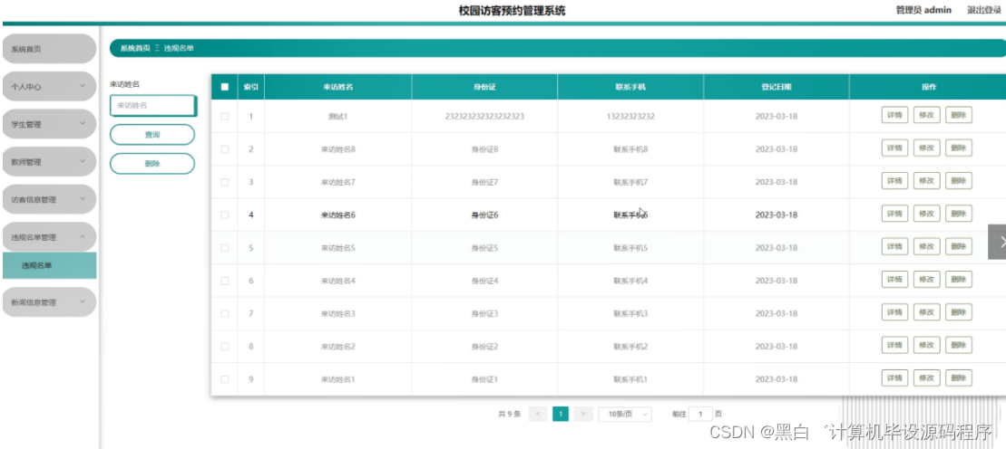 计算机毕业设计springboot校园访客预约管理系统xn5hq9 附源码 访客系统网站源代码 Csdn博客