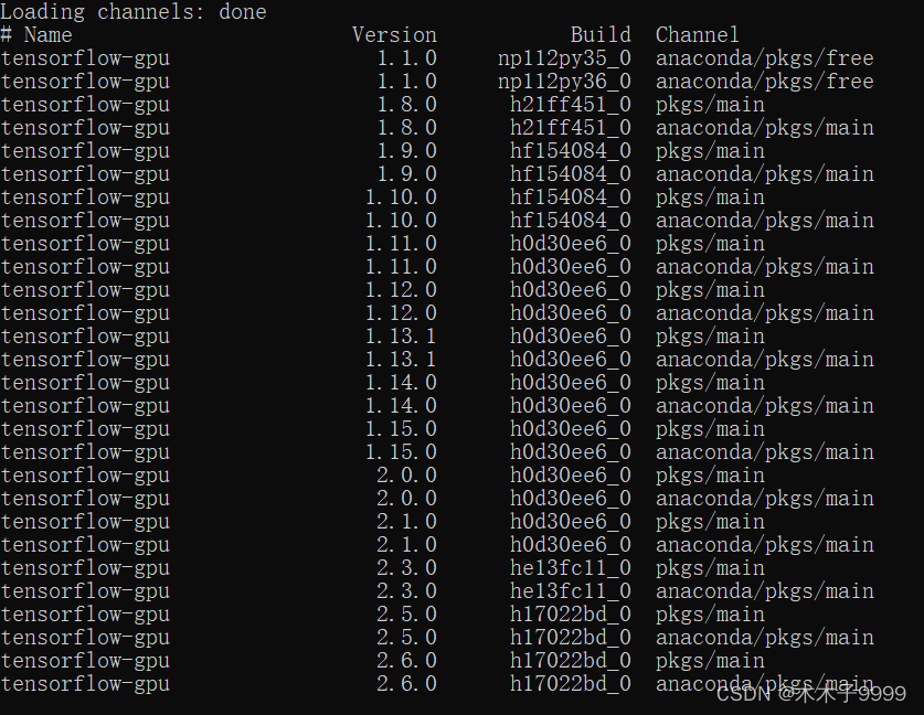 安装TensorFlow时报错：PackagesNotFoundError: The following packages are not ...