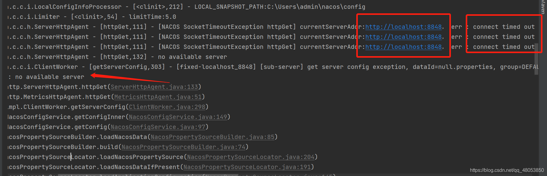 java.net.ConnectException: no available server-CSDN博客
