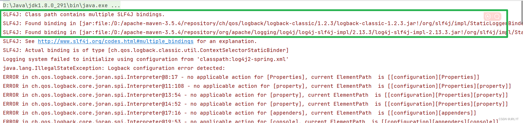 Logback configuration error detected: current ElementPath is [[configuration][Properties ...