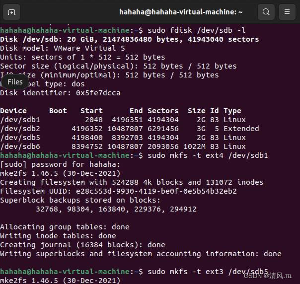 Linux磁盘分区与挂载_通过fdisk的交互模式创建分区。分区方案如下图。其中sdb1和sdb2为主分区,sdb5和sd-CSDN博客