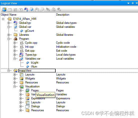 【贝加莱PLC基础教学】4.AutiomationStudio界面交互与仿真_贝加莱visual component vc4 和mapp view-CSDN博客