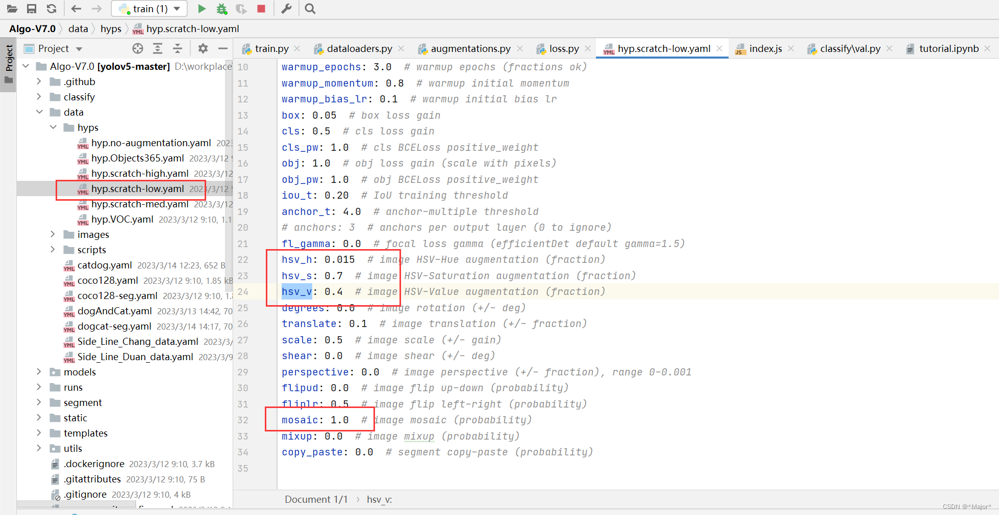 调整yolov5的mosic模式和HSV色相、对比度、亮度_取消hsv增广-CSDN博客