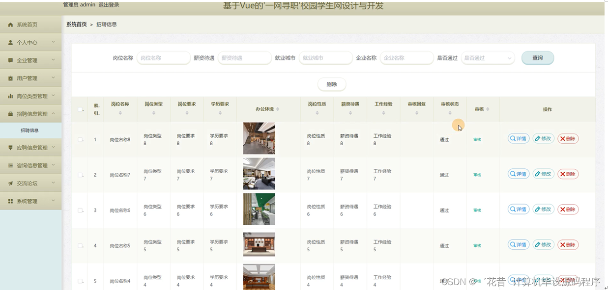 计算机毕业设计springboot基于vue的‘一网寻职‘校园学生网设计与开发88mft9【附源码数据库部署lw】゛花昔 计算机毕设源码程序的博客 Csdn博客