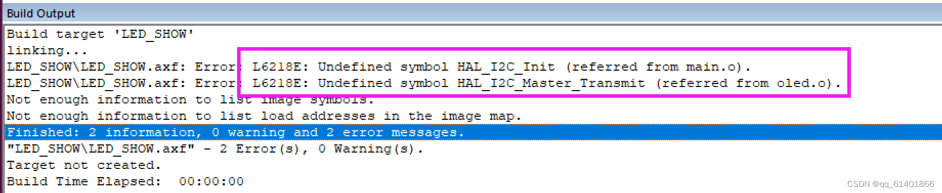 Error: L6218E: Undefined symbol HAL_I2C_Init (referred from main.o).-CSDN博客