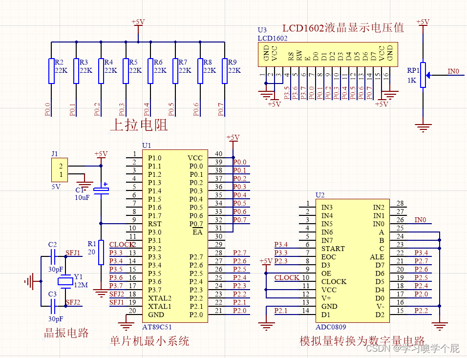 基于51单片机数字电压表设计—LCD1602显示_51单片机1602显示电压-CSDN博客