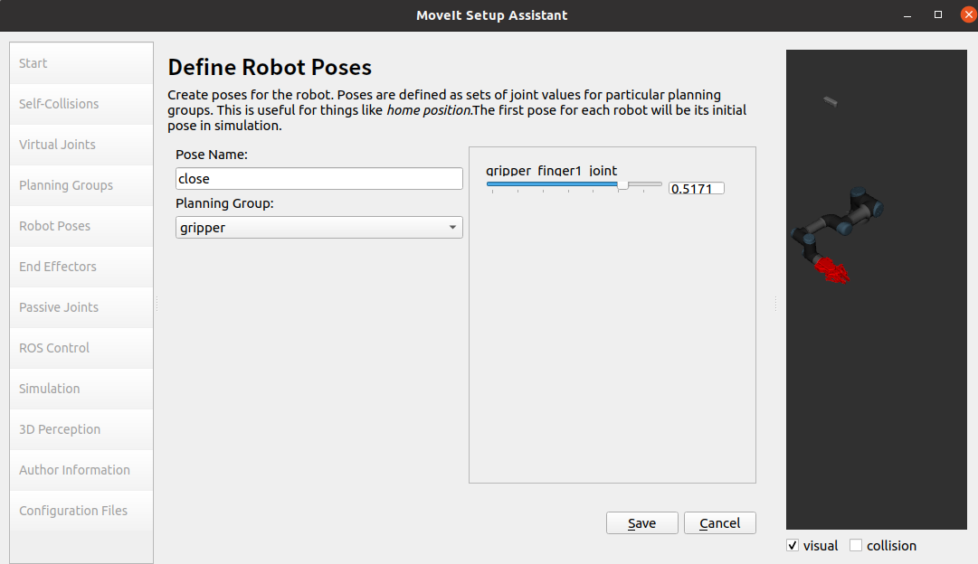 ROS学习记录2--moveit_setup_assistant配置----UR3机械臂和AG95爪子_ros2 galactic ...