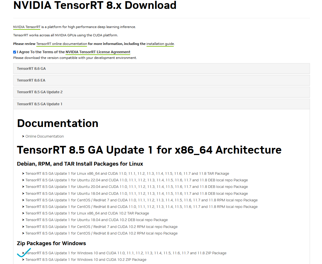 深度学习TensorRT安装，以及VS2019、CUDA、cuDNN匹配_cuda cudnn tensorrt 版本对应-CSDN博客