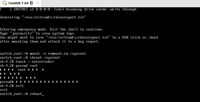 Linux Centos7 重置密码rdbreak 方法 Csdn博客 