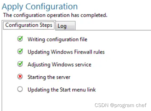 MySQL安装Starting the server 报红_ended configuration step: starting the server-CSDN博客