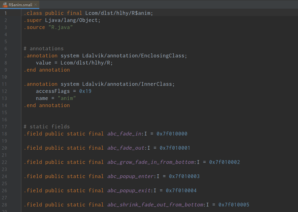 对Android的R文件的研究与逆向实践，使用aapt、java cvf命令、javac命令、dx.jar、、baksmali.jar将R.java生成R.samli合并到母包_android ...