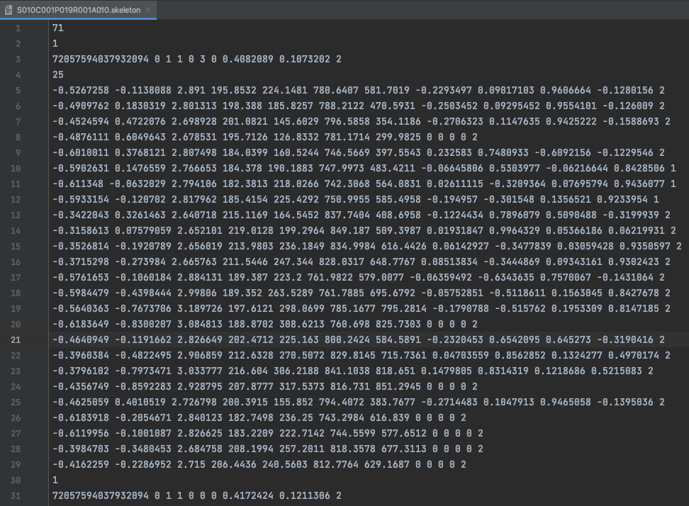NTU_RGB+D数据集介绍及骨架数据可视化-CSDN博客