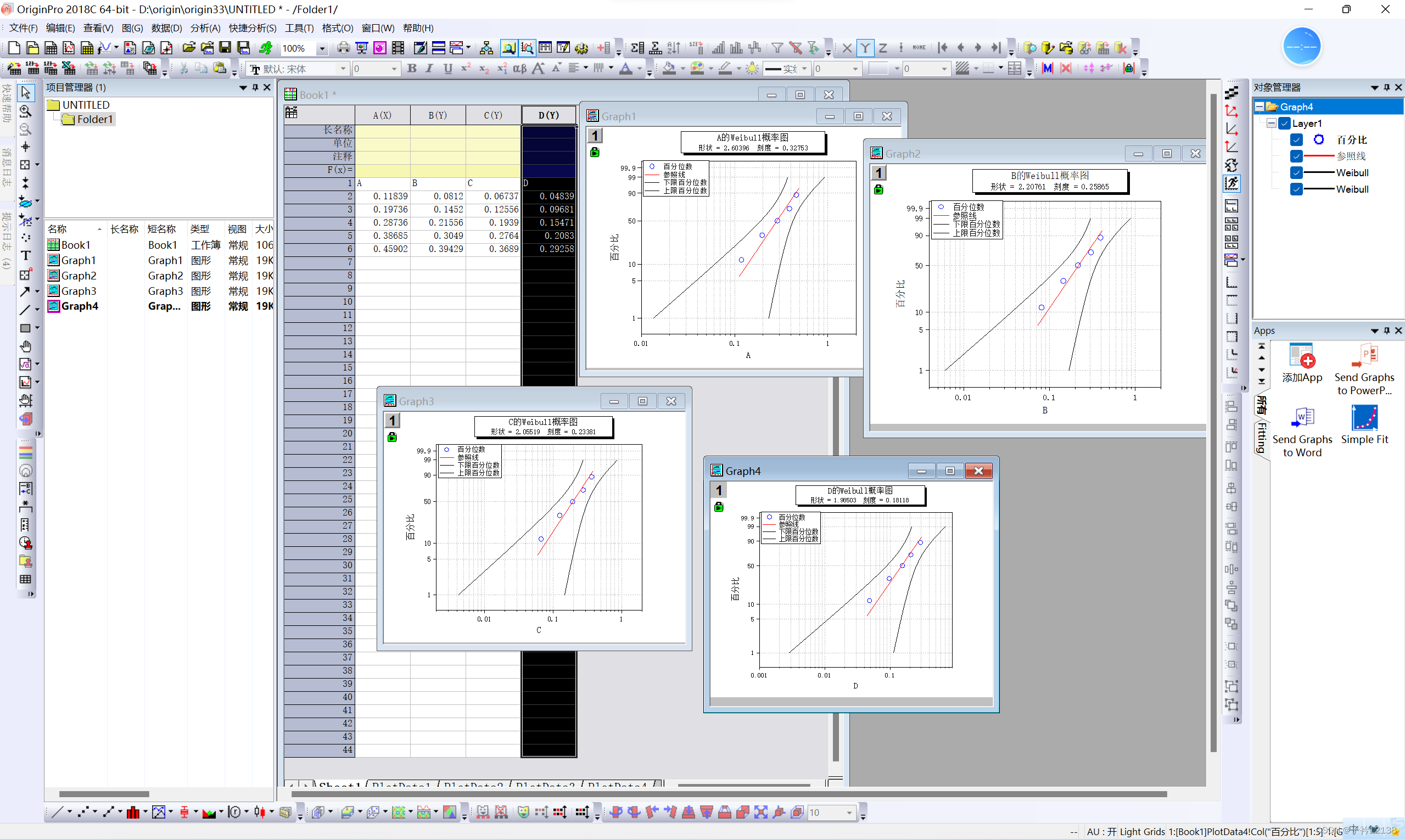 origin进行weibull分布时，制作多样品数据分布图！_origin威布尔分布-CSDN博客