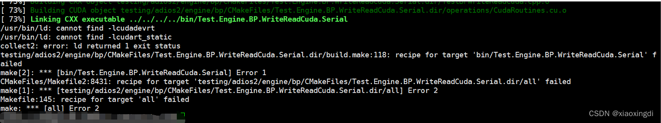make提示/usr/bin/ld: cannot find -lcudadevrt和/usr/bin/ld: cannot find ...