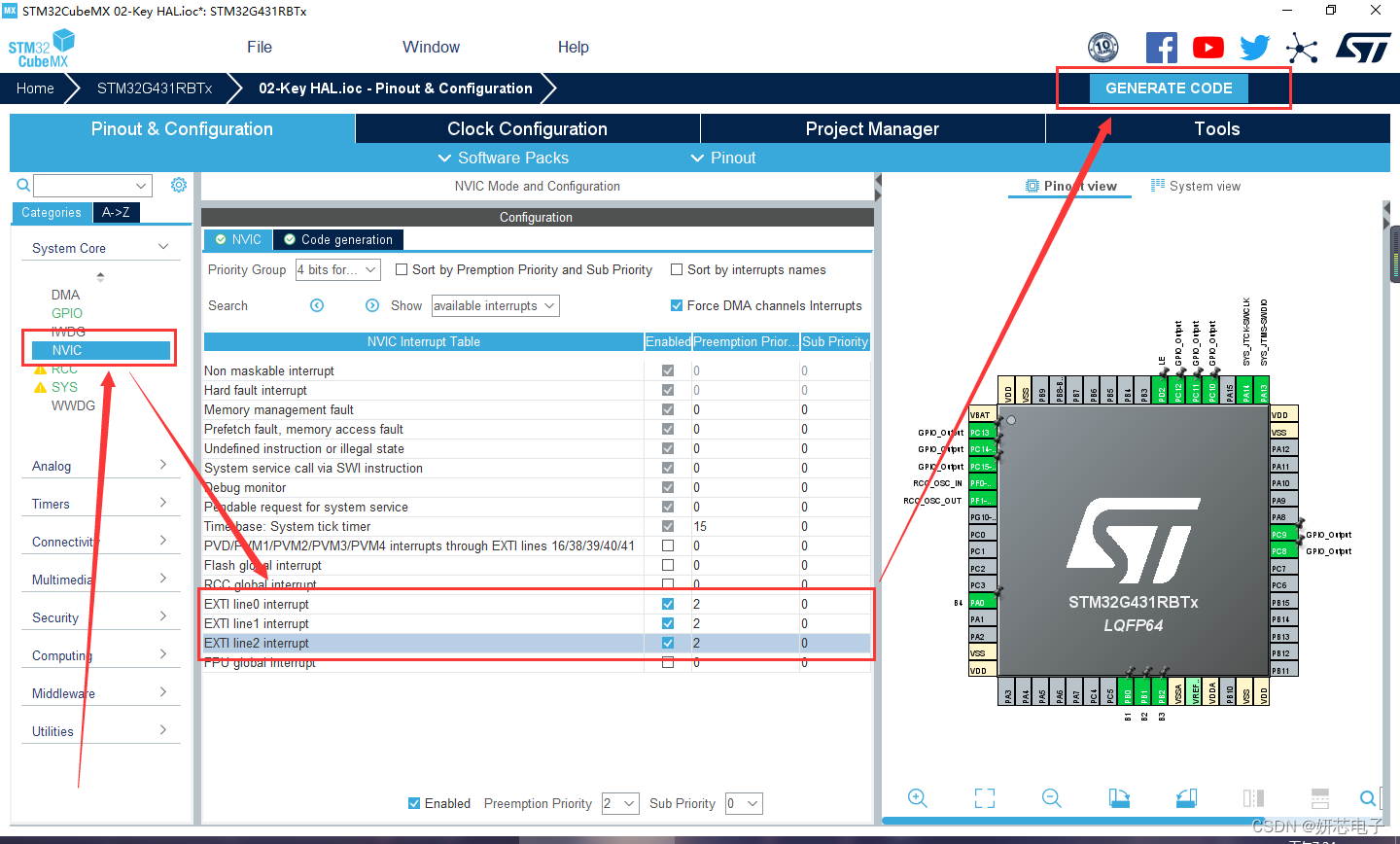 蓝桥杯嵌入式CT117E-M4学习笔记07-按键&外部中断实验_嵌入式外部中断实验-CSDN博客