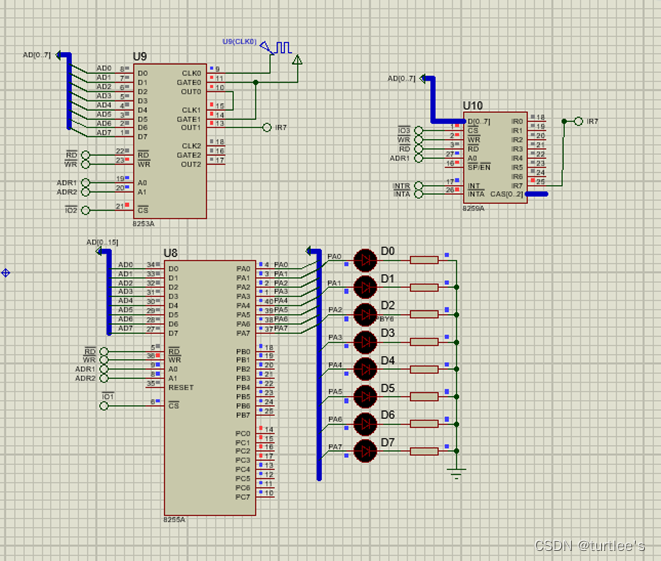 《汇编与接口技术》实验五 8086+8259+8255+8253电路+8259向量中断方式_8259 8255 8253实验-CSDN博客