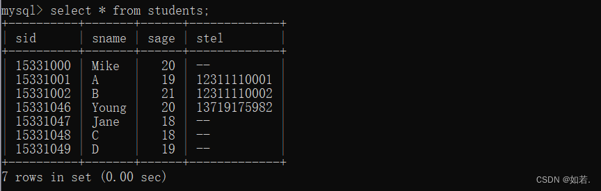 Mysql数据库基础(1)数据库语句中stel是不是电话号码 Csdn博客