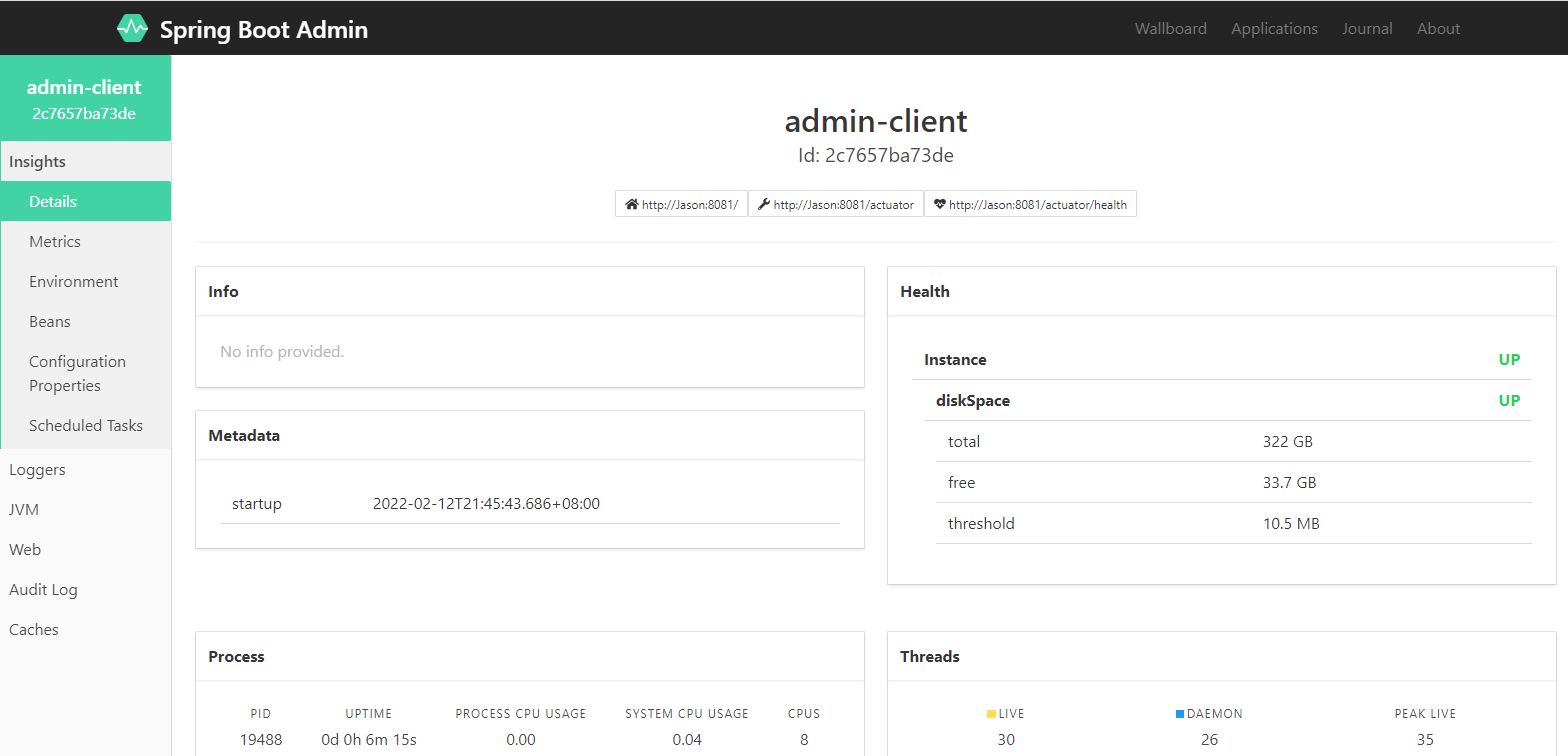 使用Spring Boot Admin管理和监控微服务_spring-boot-admin-starter-client-CSDN博客