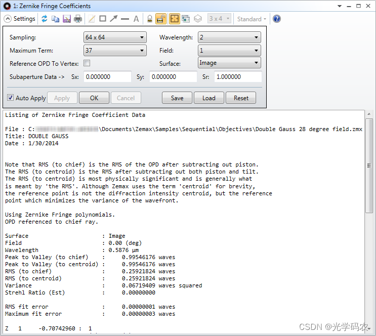 Zernike条纹多项式系数（Zernike Fringe Coeffecients）_泽尼克系数每项代表啥-CSDN博客
