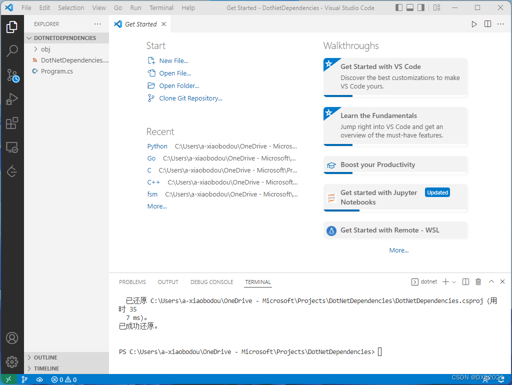 2022年5月26日：用C#生成.NET应用程序--创建新的.NET项目并使用依赖项（部分没看懂。）_dotnet add package ...
