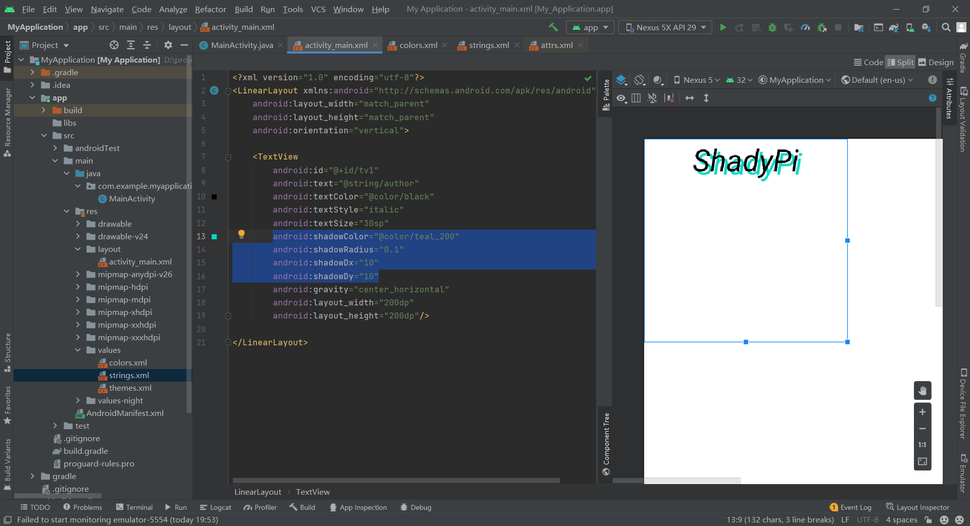 Android开发之TextView控件（实现阴影及文本滚动效果）_textview阴影-CSDN博客