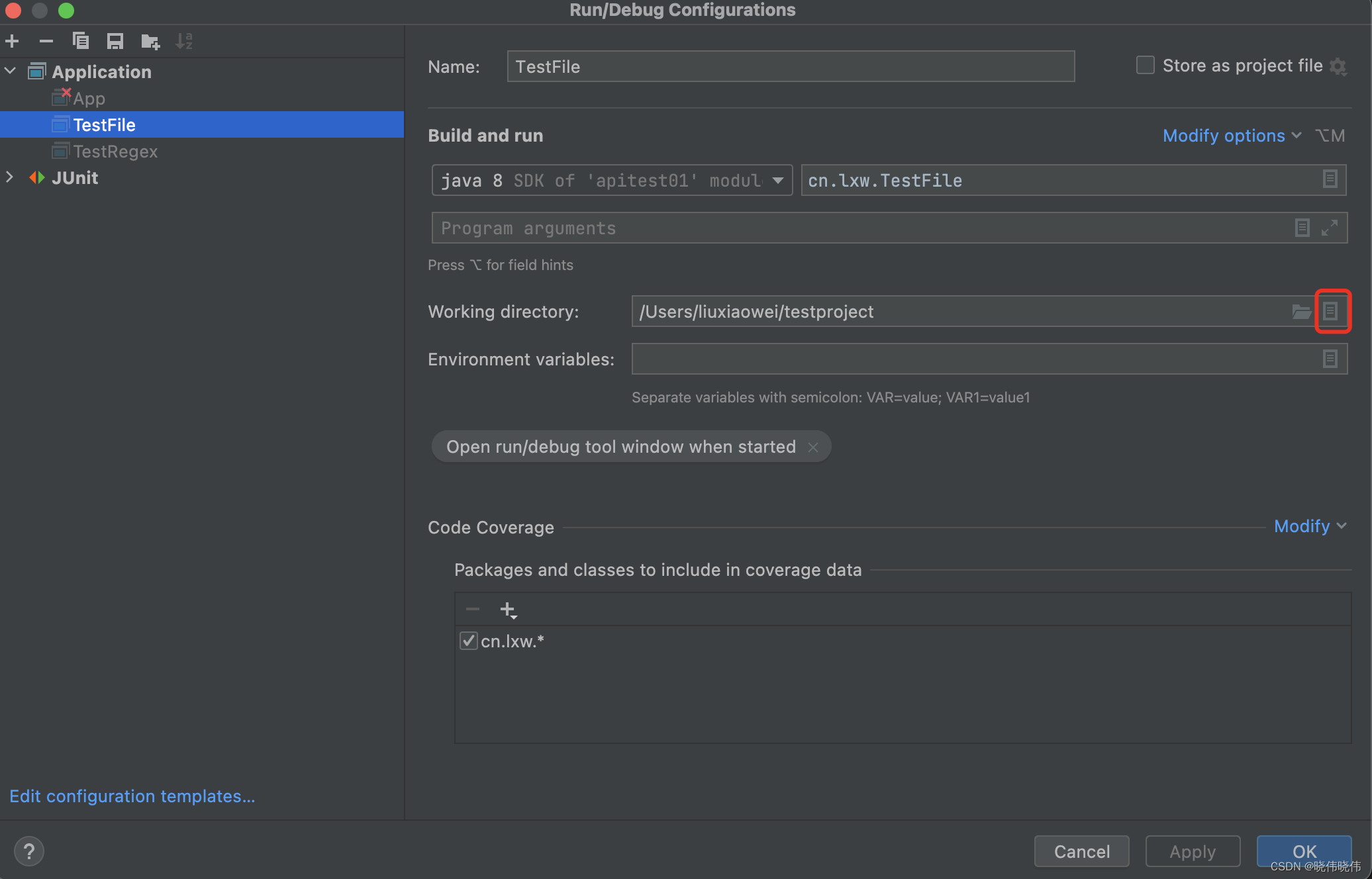 在idea中System.getProperty(“user.dir“)识别到模块（module）路径的方法：Working directory的设置_idea system ...