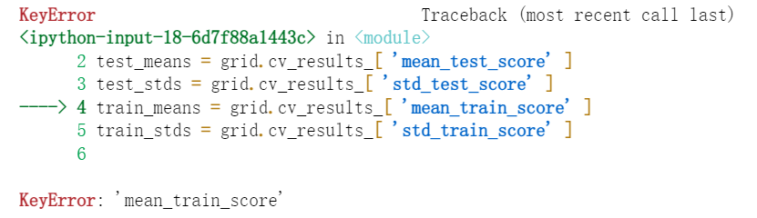 GridSearchCV-提示错误KeyError: ‘mean_train_score‘_keyerror: 'mean-CSDN博客