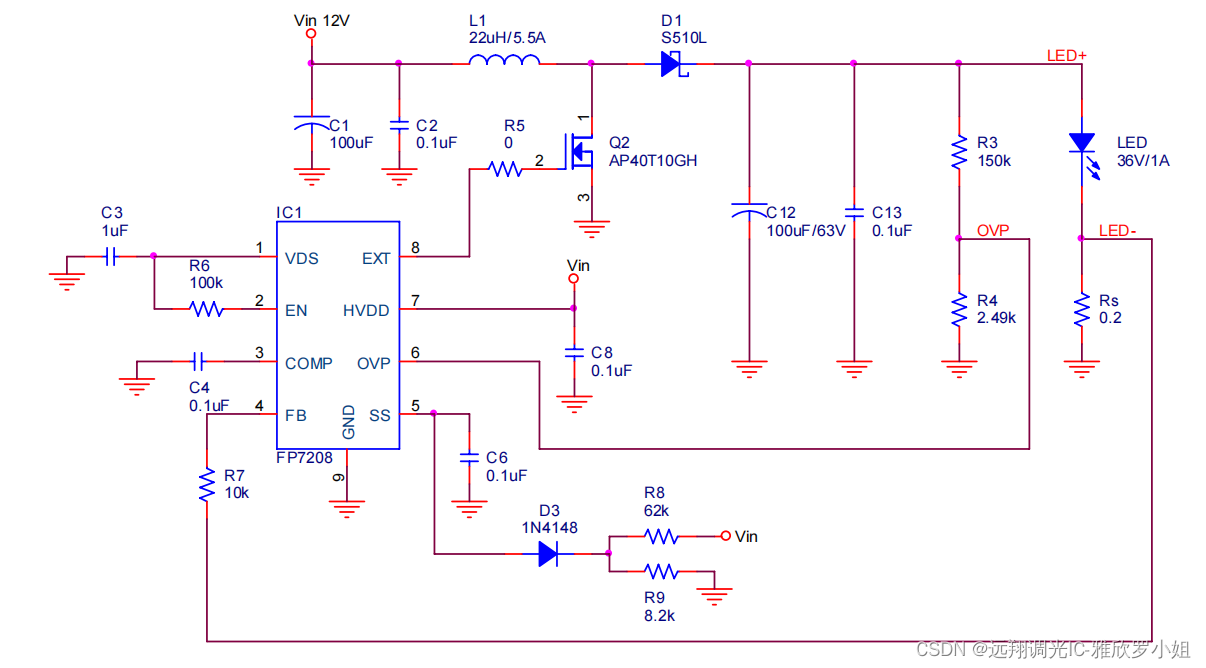 【12V升压LED车灯方案】远翔LED驱动模块FP7208升压芯片在汽车车灯中的应用方案_12vled大灯驱动器-CSDN博客