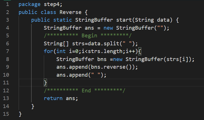 Educoder——面向对象程序设计java——第一阶段java语言基础（七） String类 本关的编程任务是补全右侧代码片段中begin