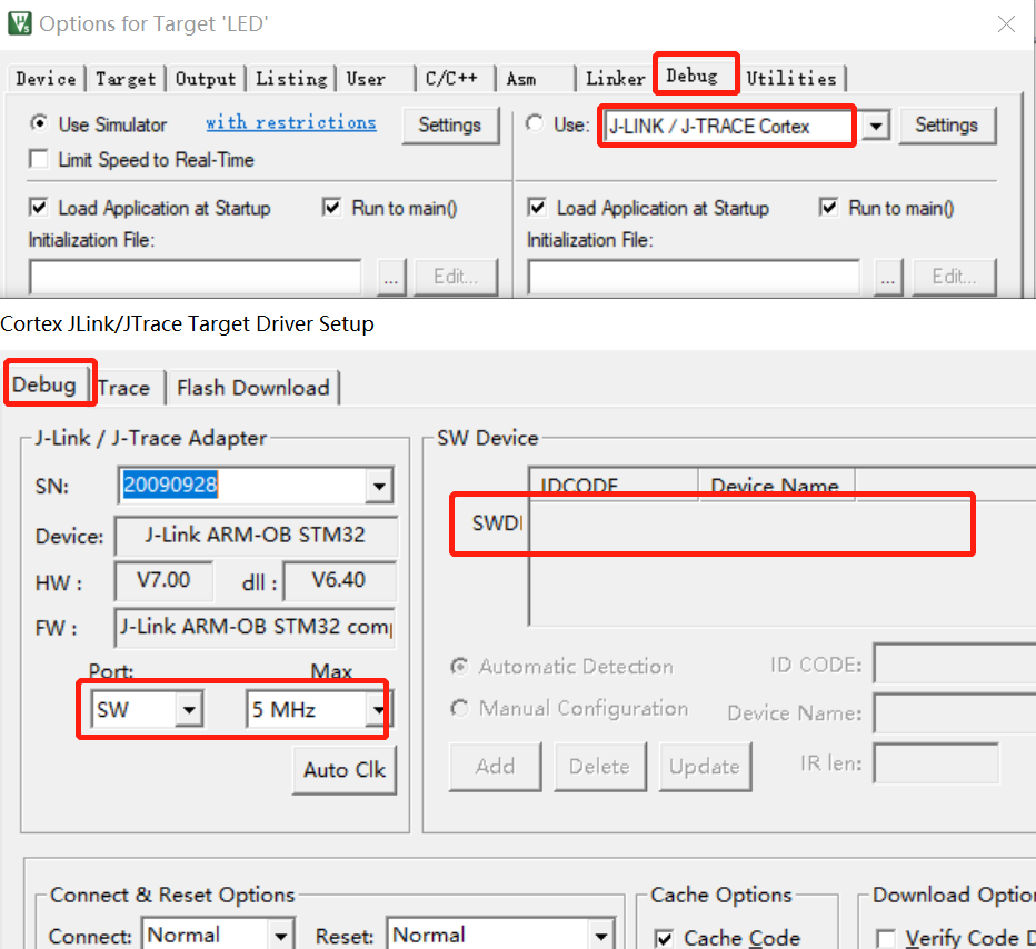 keil无法读取到jlink下载器，程序无法下载，报错No Cortex-M SW Device Found-CSDN博客