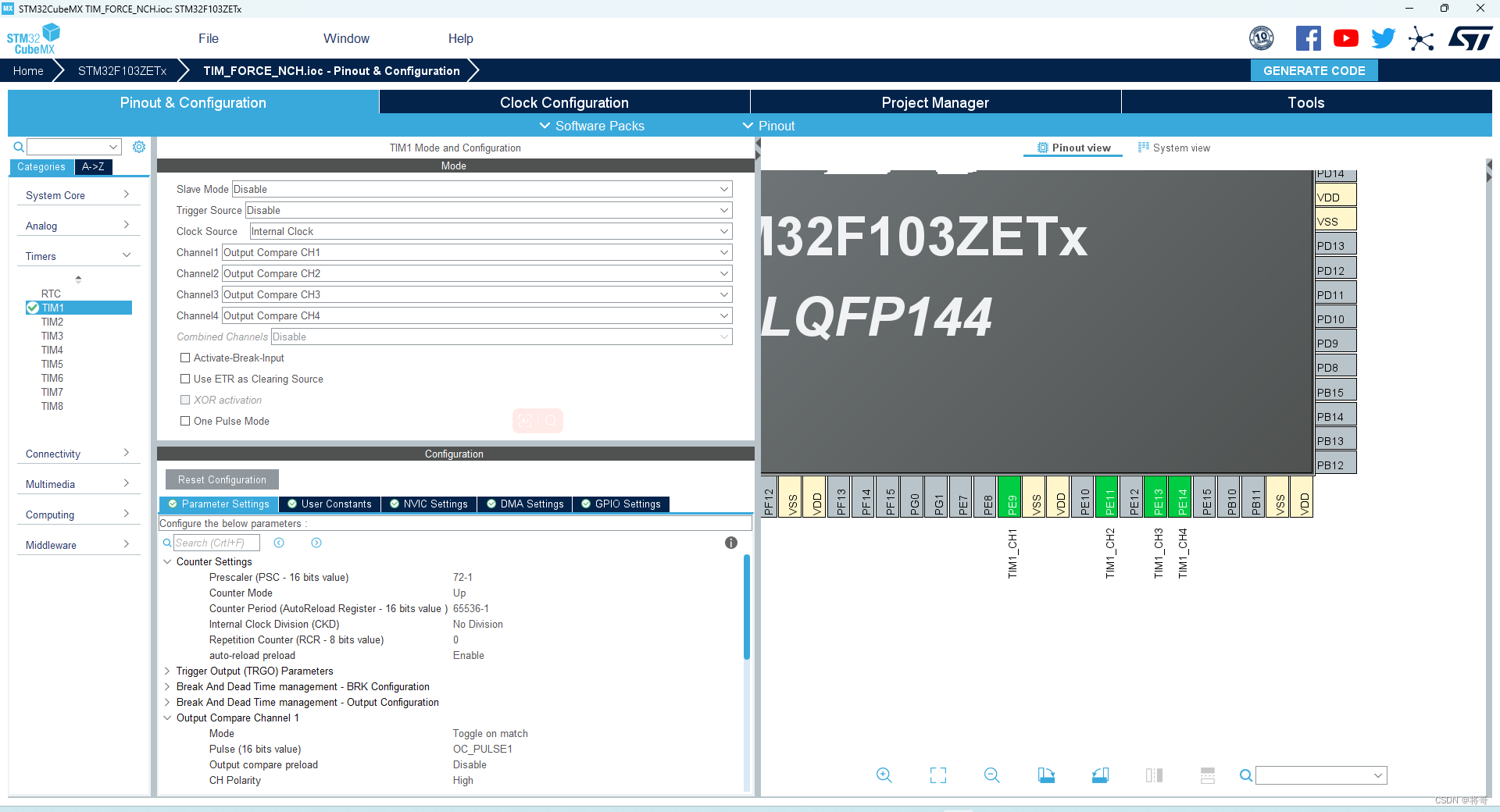 基于STM32同一个定时器TIM1产生多路不同频率的时钟信号。-CSDN博客