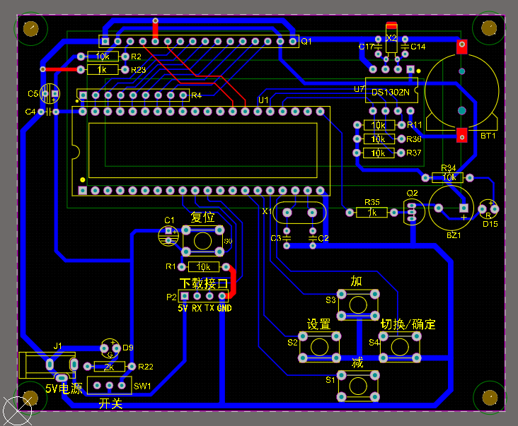 基于51单片机的万年历可显示农历带闹钟整点报送功能proteus仿真原理图PCB_51单片机的万年历显示屏-CSDN博客