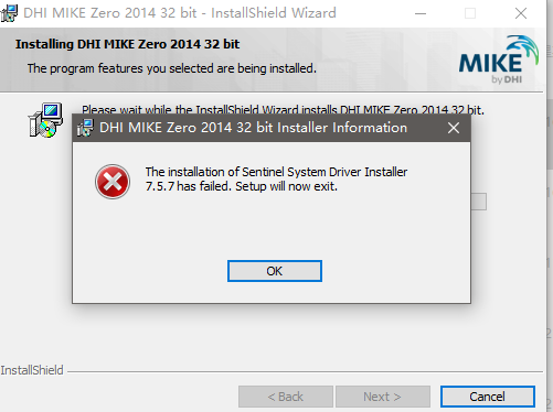 MIKE ZERO 2014安装报错_mike21安装过程中出现the installation of sentinel system d ...