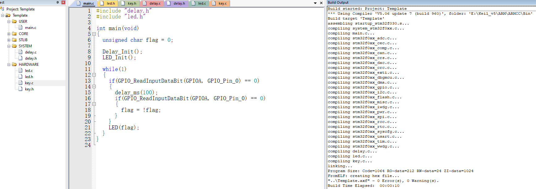 STM32F0系列创建基础工程模板+按键点灯_stm32f030工程模板-CSDN博客