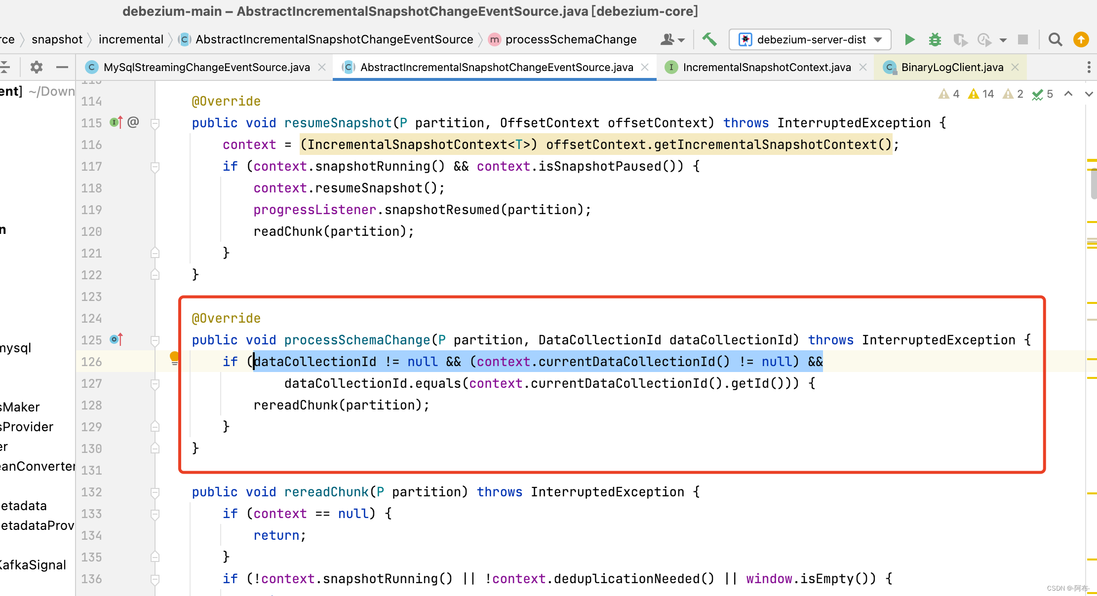 Debezium NPE 的 bug_an exception occurred in the change event producer-CSDN博客
