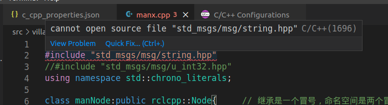 Ubuntu下利用vscode编写ros的cpp文件时， Include “rclcpp Rclcpp Hpp“报错，找不到头文件 Ros