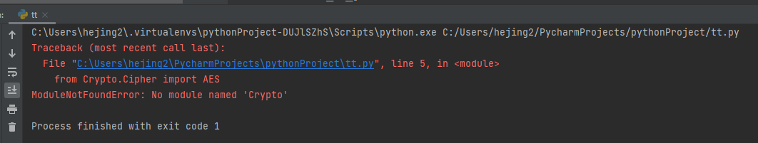PyCharm异常：ModuleNotFoundError: No module named ‘Crypto‘_pycharm modulenotfounderror: no module ...