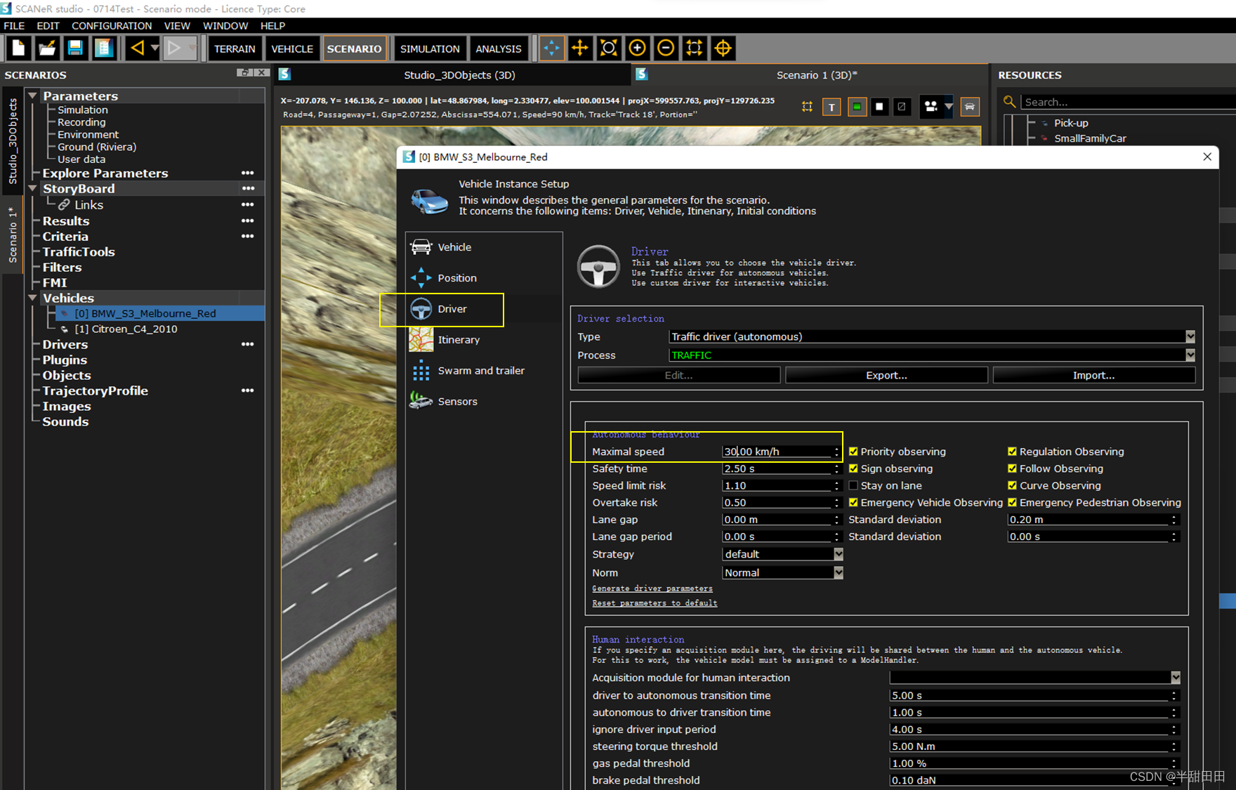 自动驾驶仿真软件SCANeR studio（初级练习1）：scenario构建之driver模式理解-CSDN博客