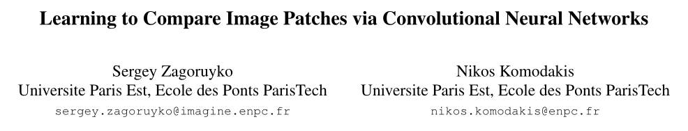 【论文笔记】Learning to Compare Image Patches via Convolutional Neural Networks-CSDN博客