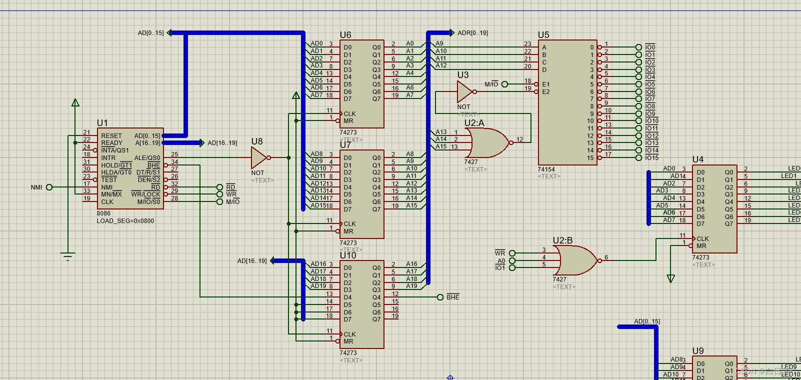 proteus绘制流水灯原理图中74273高低电平出错_proteus交通灯中74273运行有一边标红-CSDN博客