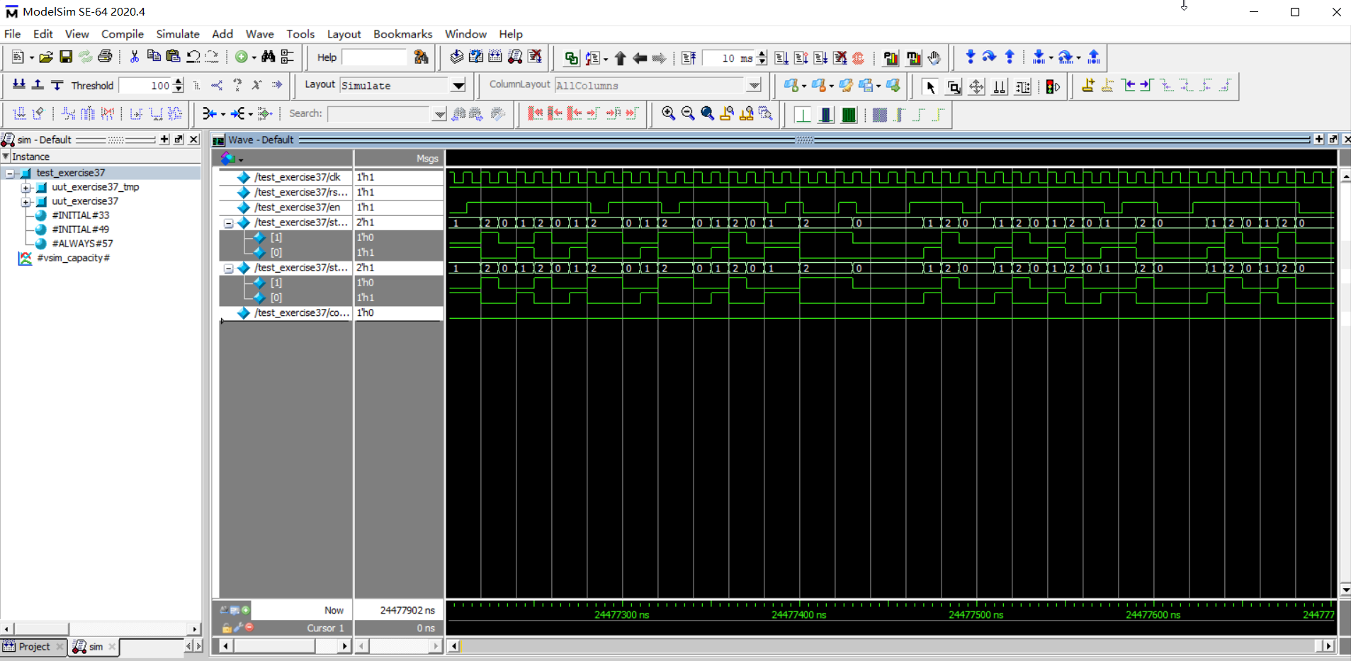 Fpga简单状态机modulesim仿真实例module Sim Csdn博客