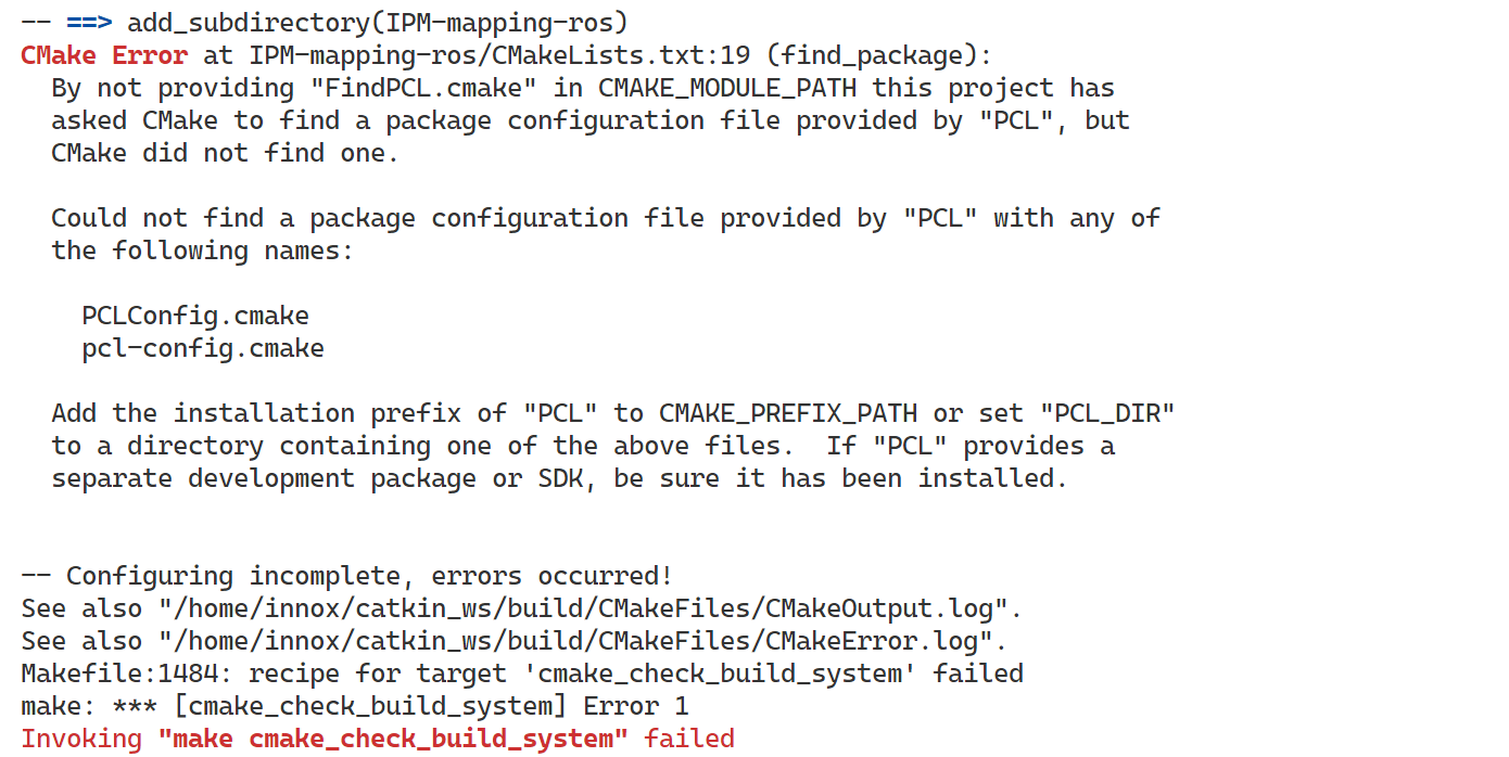 Ros——编译pcl相关程序报错：could Not Find A Package Configuration File Provided By “pcl“ Could Not Find A