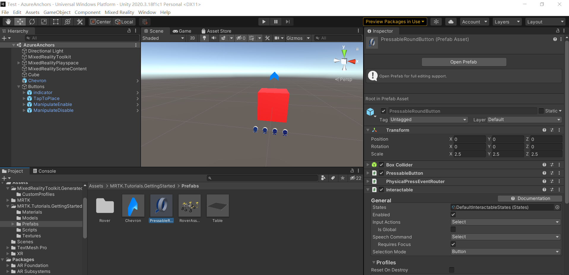 Hololens2基础之button交互_hololens 2 点击按钮-CSDN博客