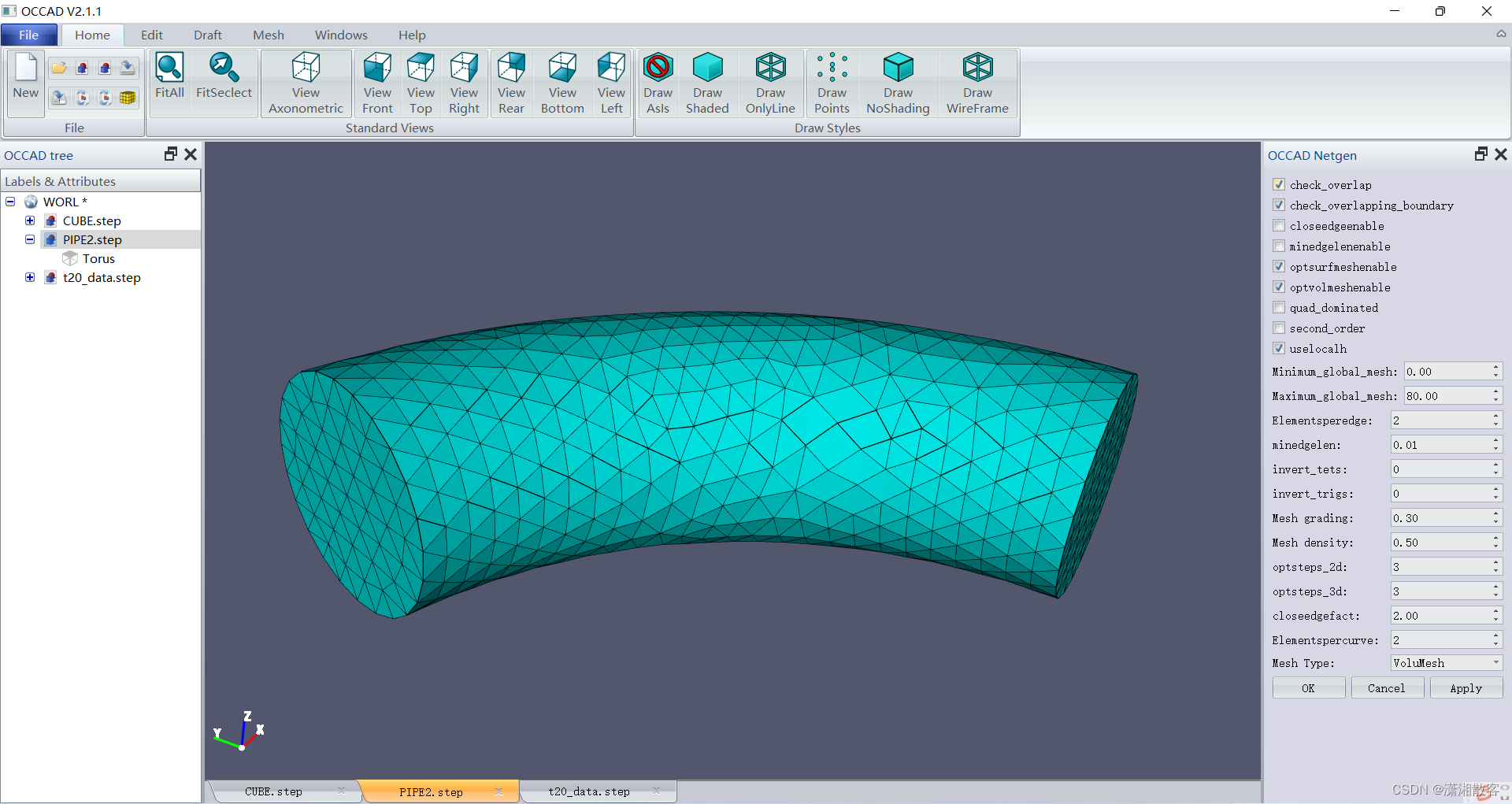 初探基于OSG+OCC的CAD之Netgen体网格划分与显示-CSDN博客